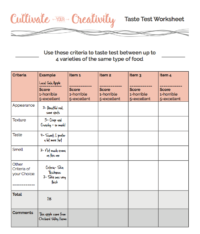 Free Taste Test Worksheet